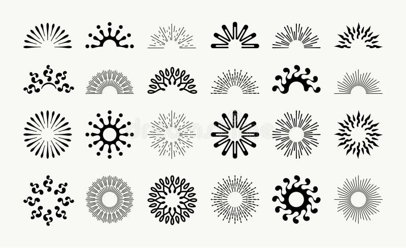 Set of Abstract Sun Rays Vector Design Stock Vector - Illustration of ...