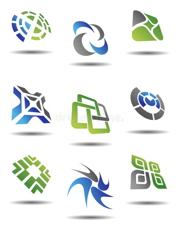 Various Blue Abstract Icons, Set 4 Stock Vector - Illustration of icon ...