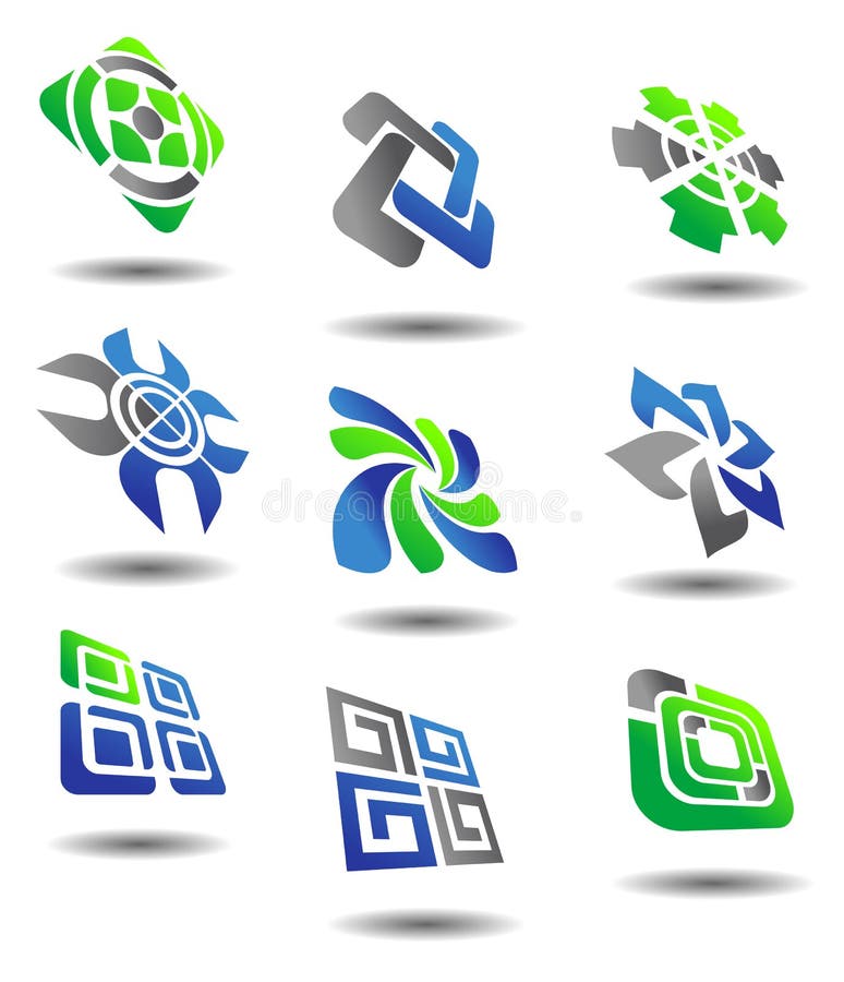 Abstract Black and Green Icon Set 15 Stock Vector - Illustration of ...