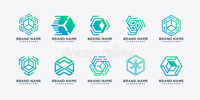 Set of Abstract Tech Logo with Creative Concept Premium Vector Stock ...