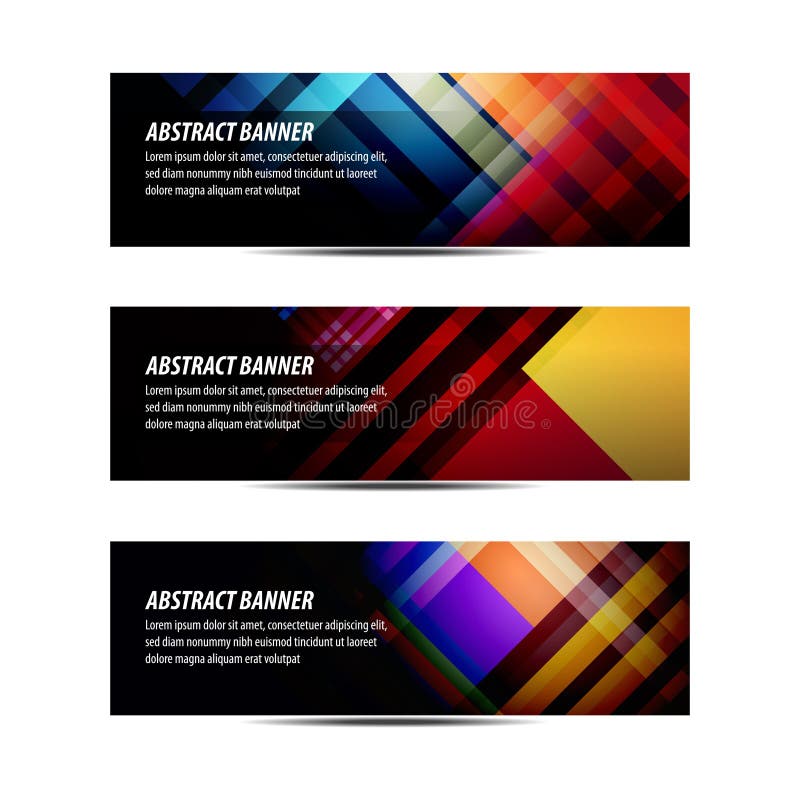 Set of 3 Abstract Tech Square Banner Background Set Stock Vector ...