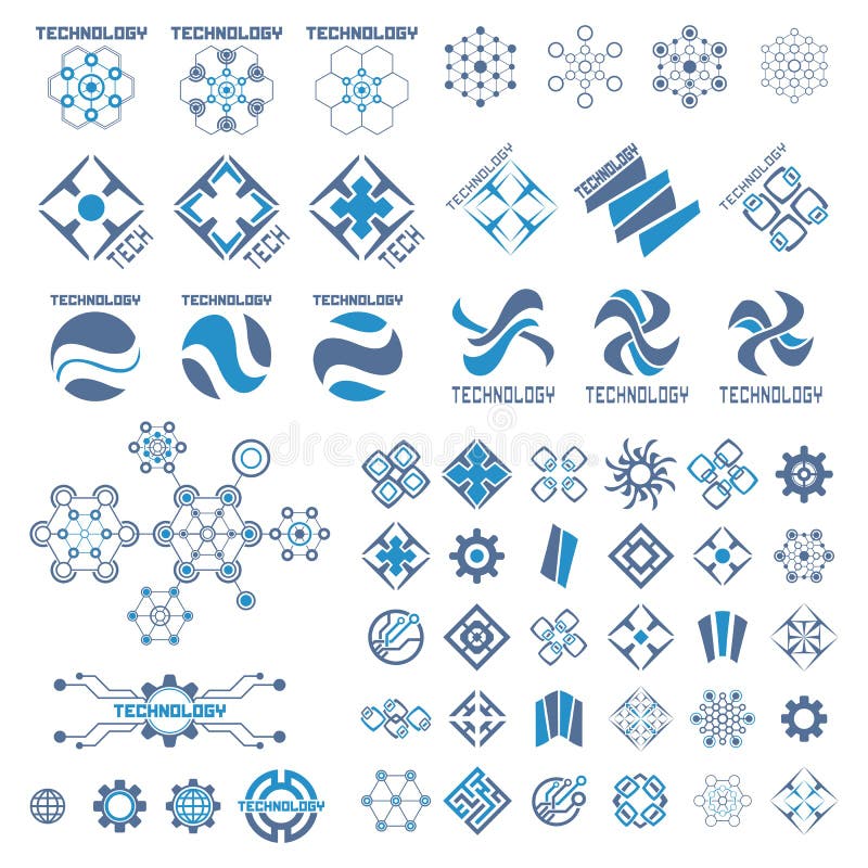 Set of Abstract Technology Logo Template. Stock Vector - Illustration ...