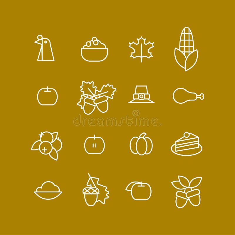 Set of Abstract Thanksgiving Day Icon. Holiday Symbols Stock ...