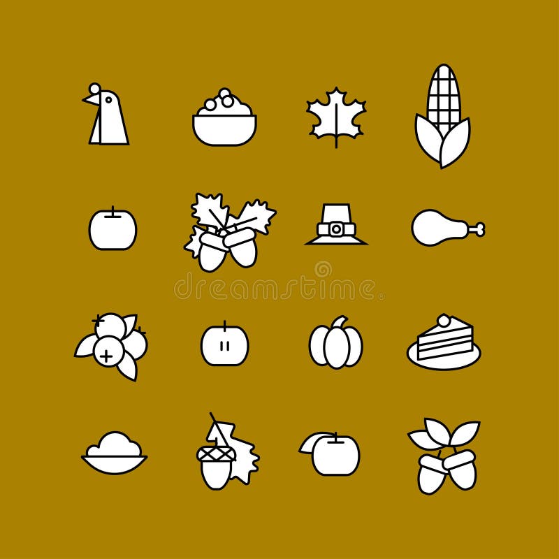 Set of Abstract Thanksgiving Day Icon. Holiday Symbols Stock ...