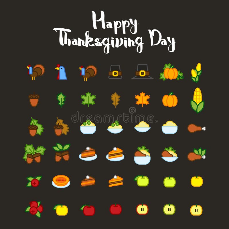 Set of Abstract Thanksgiving Day Icon. Holiday Symbols Stock ...