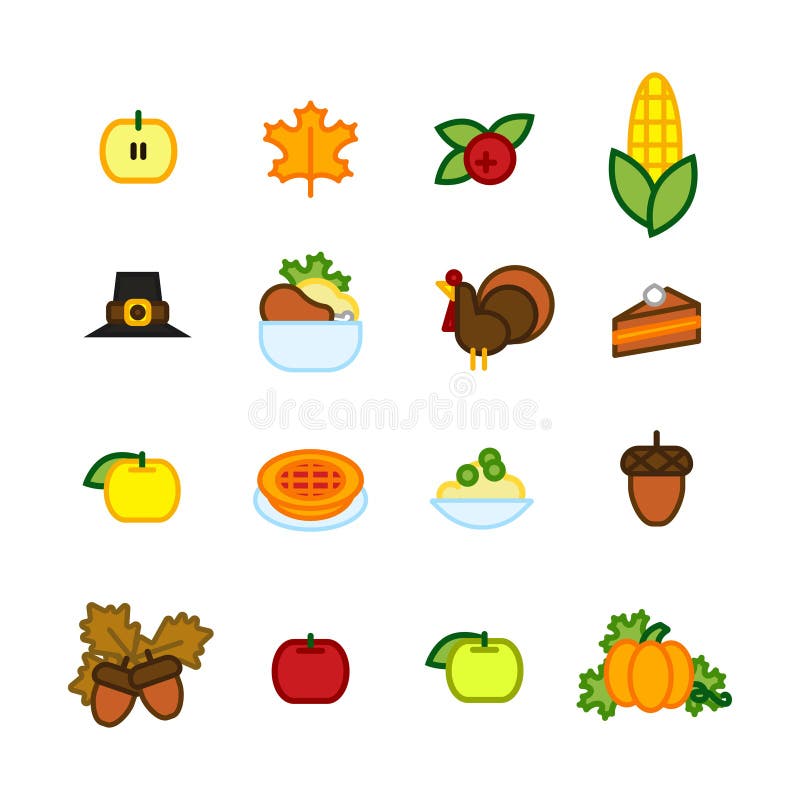Set of Abstract Thanksgiving Day Icon. Holiday Symbols Stock ...
