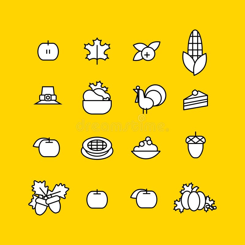 Set of Abstract Thanksgiving Day Icon. Holiday Symbols Stock ...