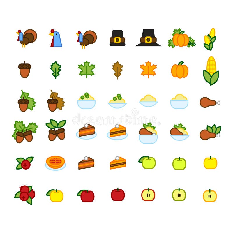 Set of Abstract Thanksgiving Day Icon. Holiday Symbols Stock ...