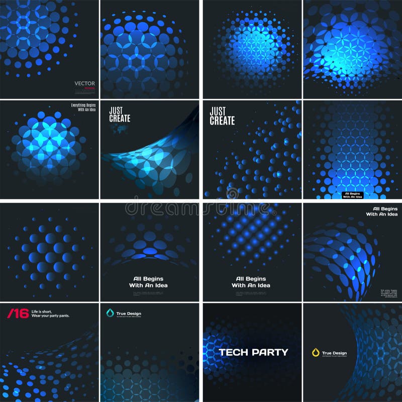 Set of Abstract Vector Blue Design Rounds Stock Vector - Illustration ...