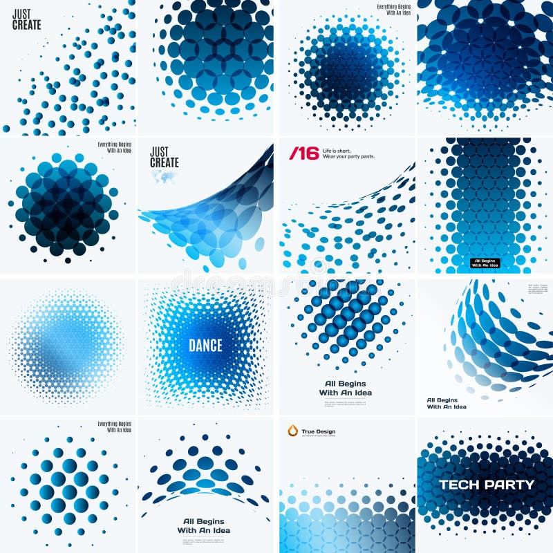 Set of Abstract Vector Blue Design Rounds Stock Vector - Illustration ...