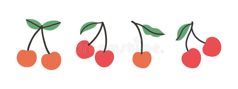 Set of Abstract Vector Cherry. Simple Cherry. Tropical Fruit Collection ...