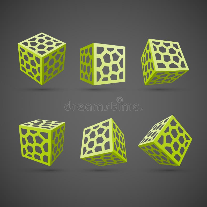 Set of Abstract Vector Cubes Stock Vector - Illustration of decorative ...