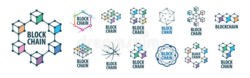 A Set of Abstract Vector Logos Blockchain Stock Vector - Illustration ...