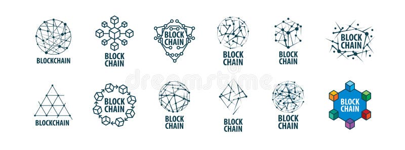 A Set of Abstract Vector Logos Blockchain Stock Vector - Illustration ...