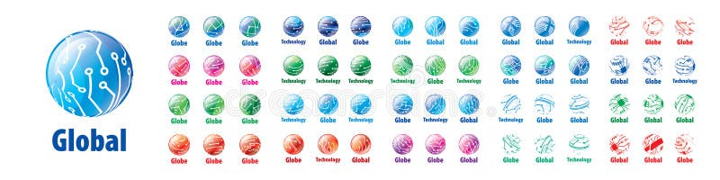 A Set of Abstract Vector Logos of the Global Network Stock Vector ...