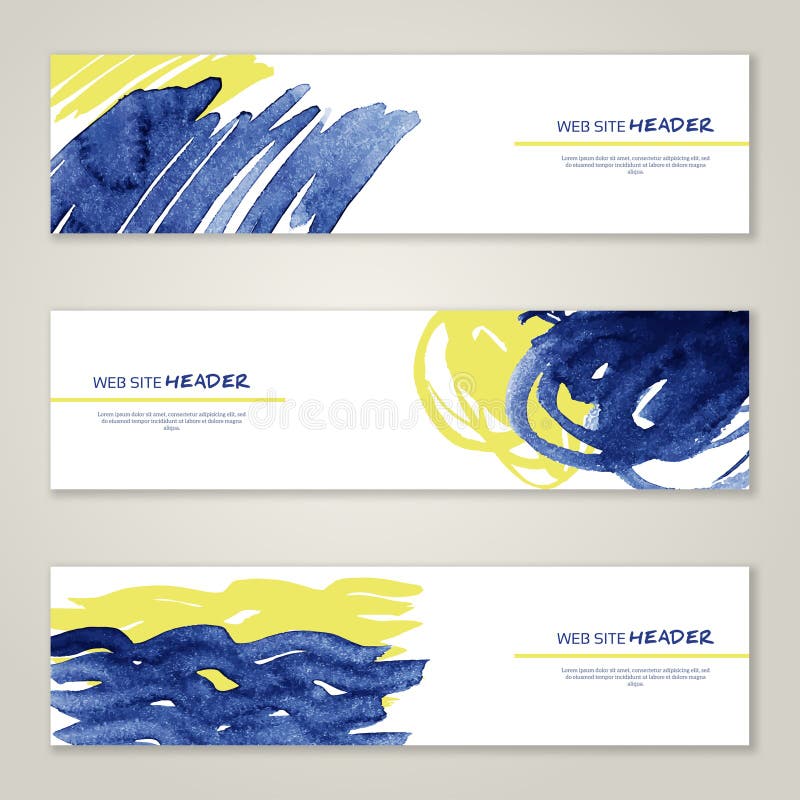 Set of Abstract Vector Watercolor Headers for Stock Vector ...