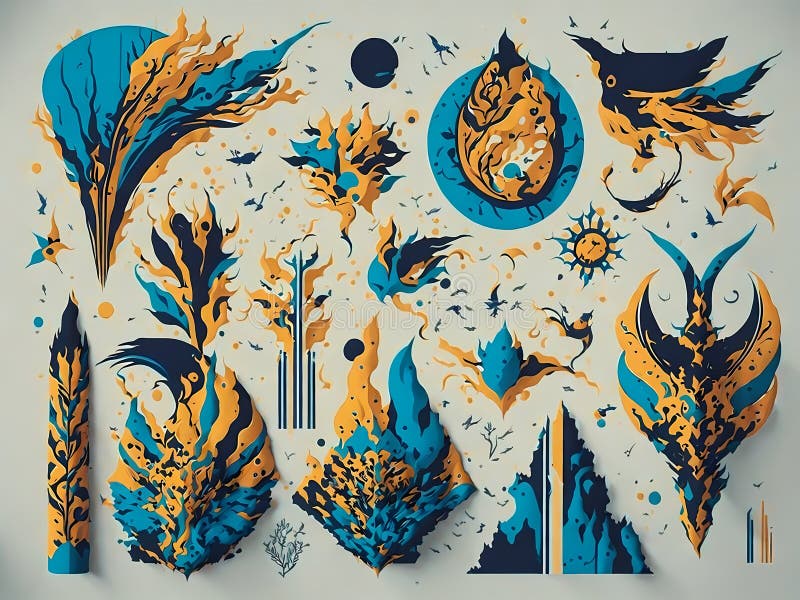 Set of Abstract and Vibrant Design Elements Stock Illustration ...