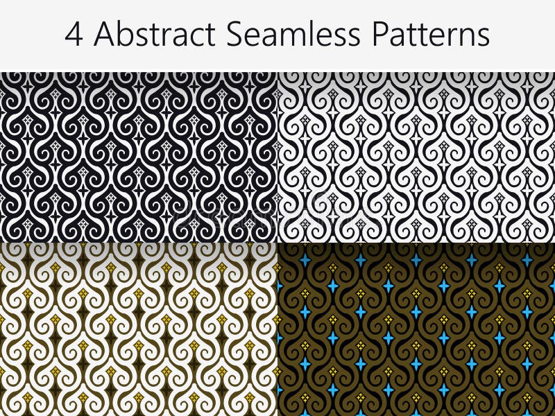 Set of 4 Abstract Vintage Seamless Patterns Stock Vector - Illustration ...