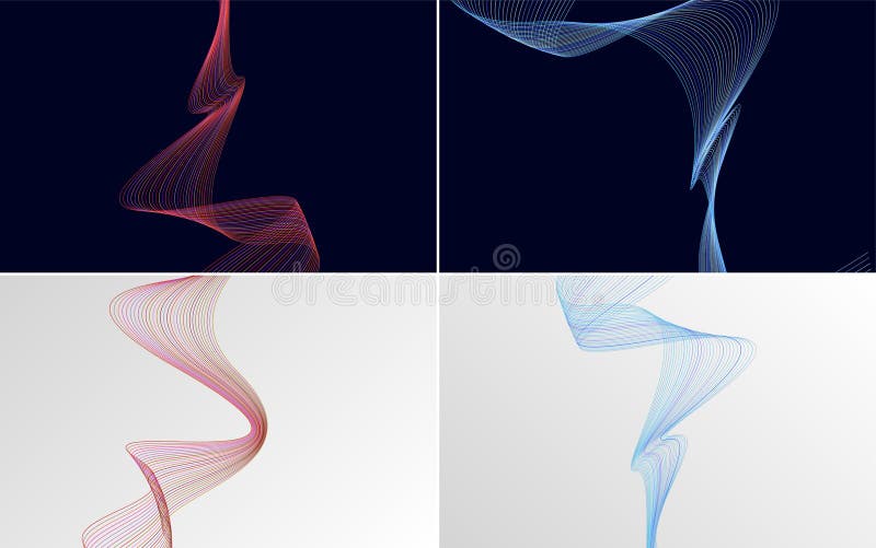 Set of 4 Abstract Waving Line Backgrounds for a Professional Design ...