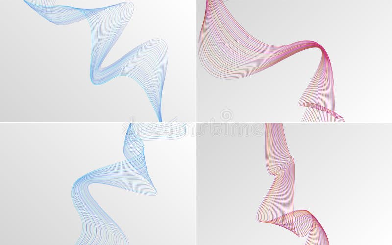 Set of 4 Abstract Waving Line Backgrounds for a Professional Design ...