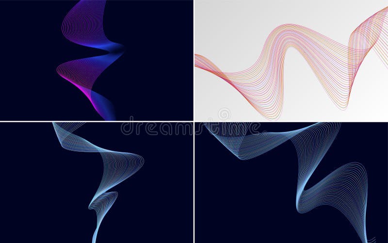 Set of 4 Abstract Waving Line Backgrounds To Add Flair To Your Design ...