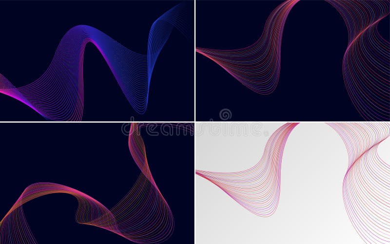 Set of 4 Abstract Waving Line Backgrounds To Add Flair To Your Design ...