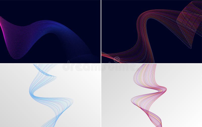Set of 4 Abstract Waving Line Backgrounds To Add Style To Your Work ...