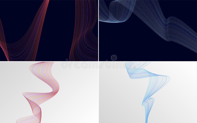 Set of 4 Abstract Waving Line Vector Backgrounds for Your Projects ...