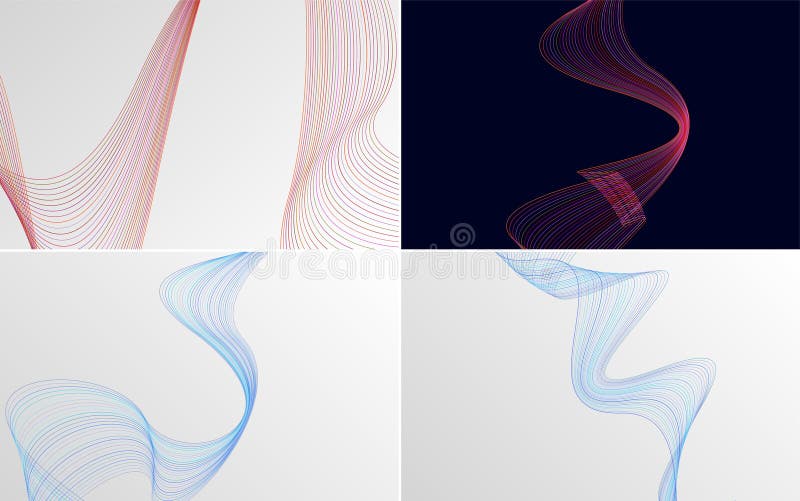 Set of 4 Abstract Waving Line Vector Backgrounds for Your Projects ...