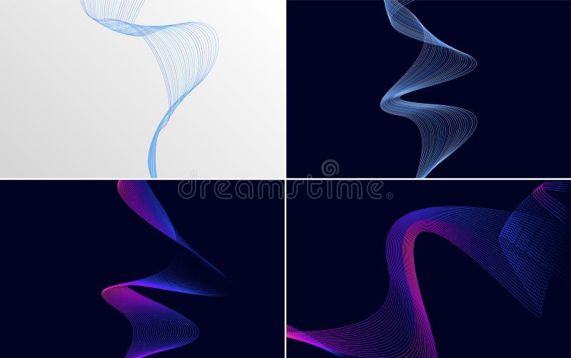 Set of 4 Abstract Waving Line Vector Backgrounds for Your Projects ...