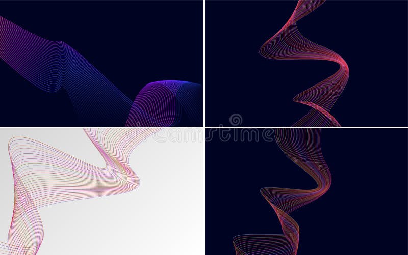 Set of 4 Abstract Waving Line Vector Backgrounds for Your Projects ...