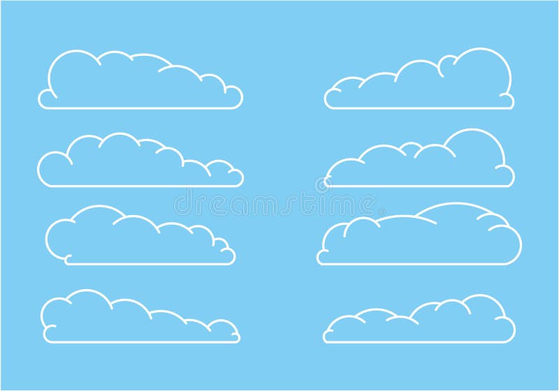 Set of Cloud Vector Illustration Stock Vector - Illustration of ...