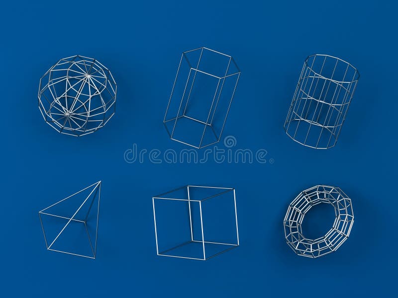 Set of Abstract Wired Geometric Primitives Stock Illustration ...