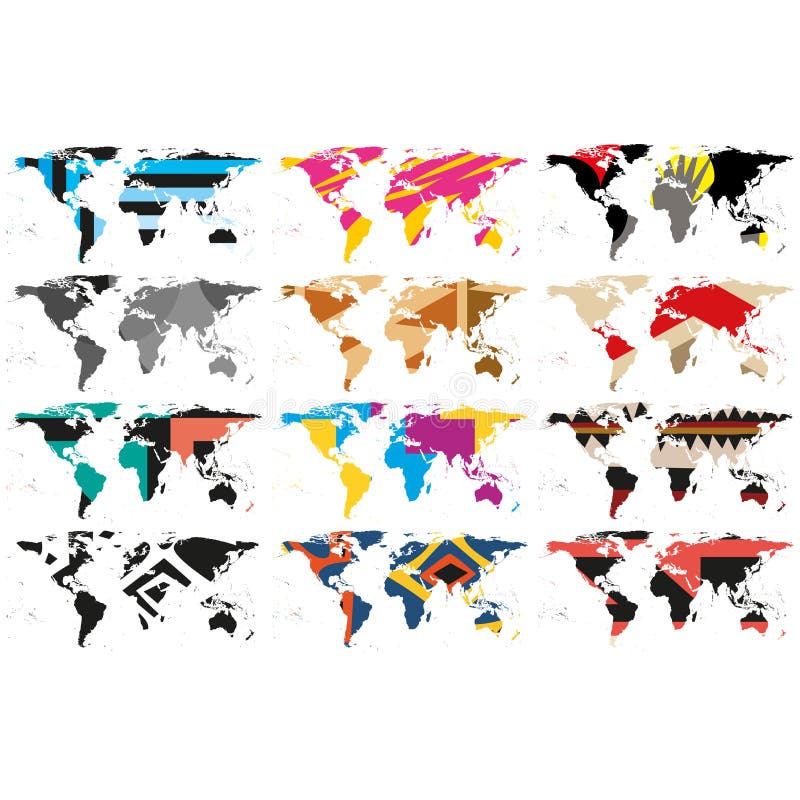 Set of Abstract World Maps Vector Stock Vector - Illustration of ...