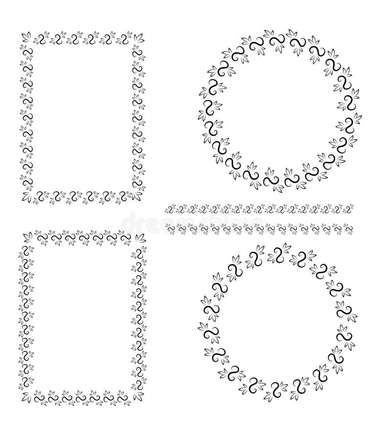 Set of Abstractand Floral Decorative Elements Frames and Lines. Black ...