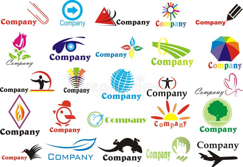 Set abstrakte logotips vektor abbildung. Illustration von graphik ...