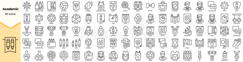 Set of Academic Icons. Simple Line Art Style Icons Pack Stock Vector ...