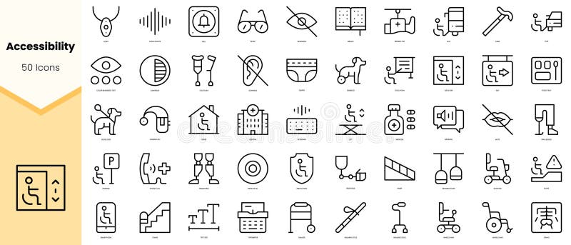 Set of Accessibility Icons. Simple Line Art Style Icons Pack Stock ...