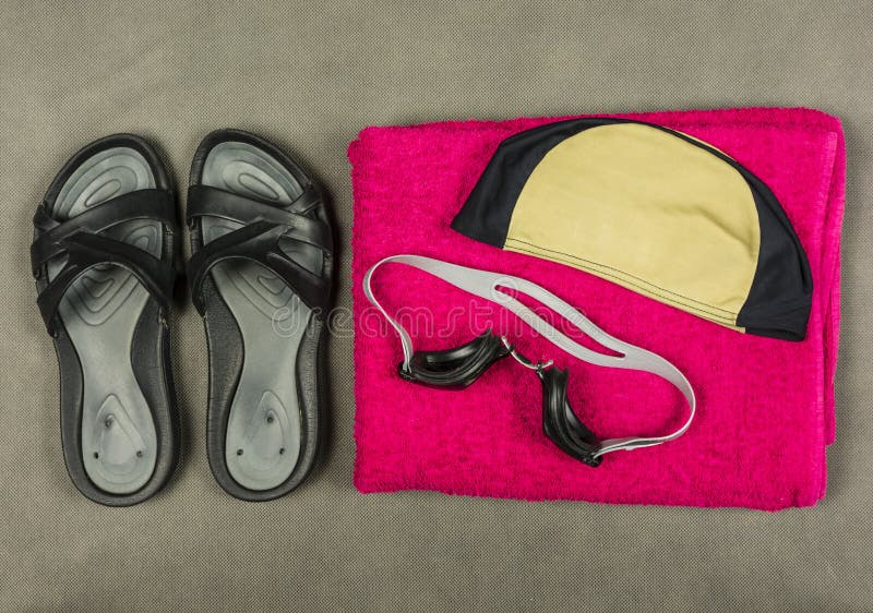 A Set of Accessories for Swimming at the Pool. Stock Photo - Image of ...