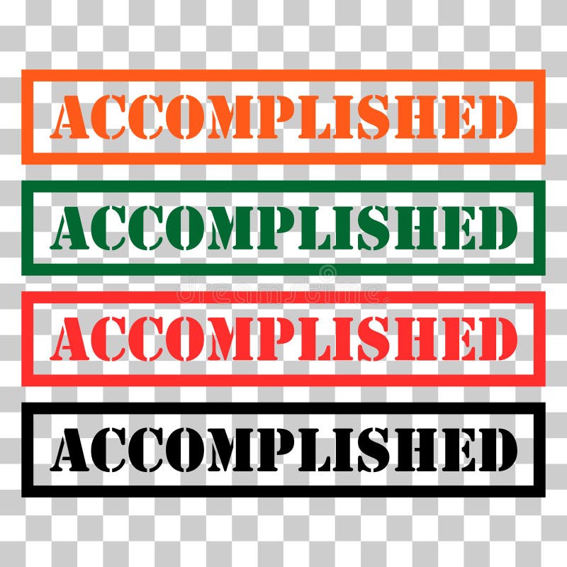 Set of Accomplished Stamp Symbol, Label Sticker Sign Button, Text ...