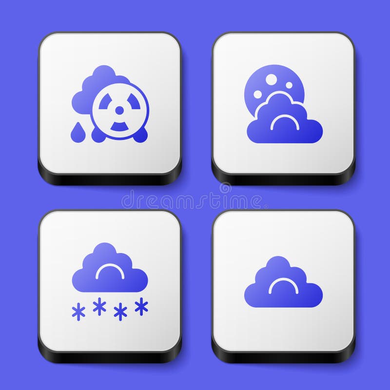 Set Acid Rain Radioactive Cloud, Cloud with Moon, Snow and Icon. White ...