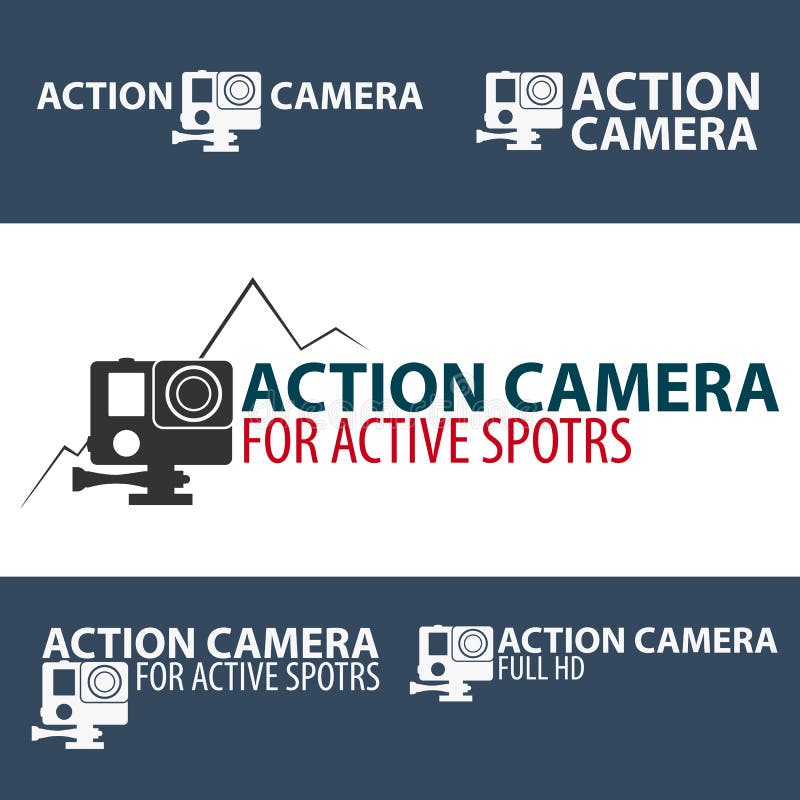 Set Action Camera Logo. Camera for Active Sports. Ultra HD. 4K. Stock ...