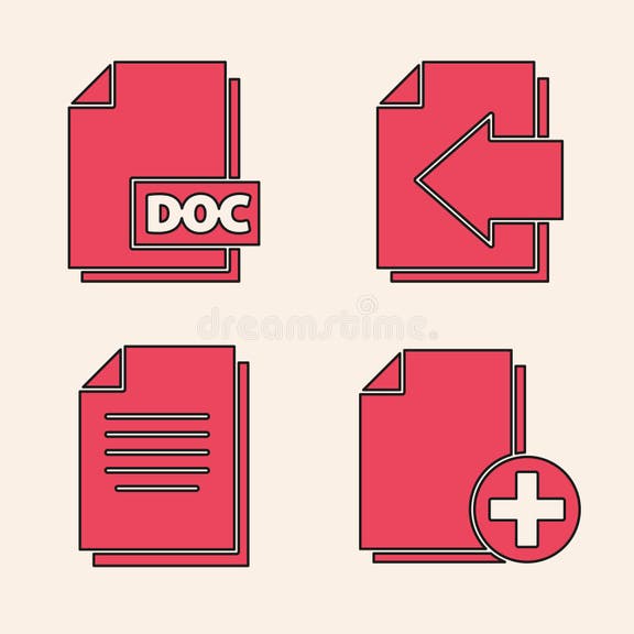 Set Add New File, DOC File Document, Next Page Arrow and Document Icon ...