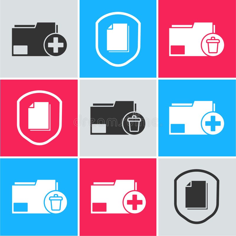 Set Add New Folder, Document Protection Concept and Delete Folder Icon ... Set Add New Folder, Document Protection Concept and Delete Folder Icon ...