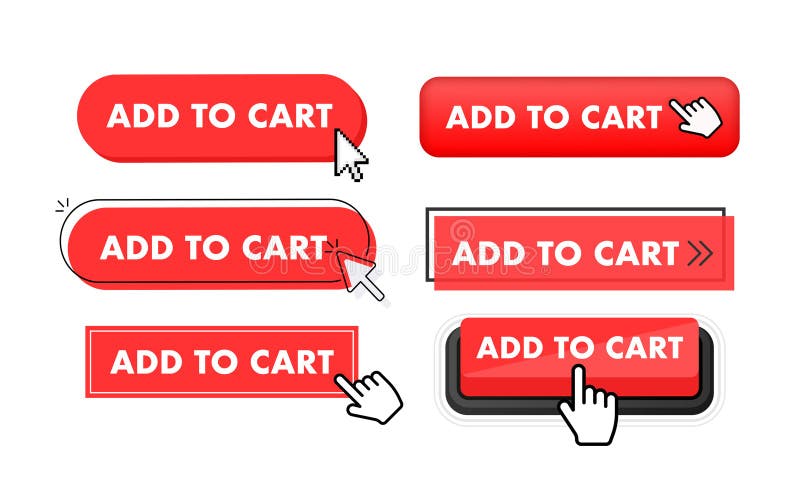Set of Add To Cart Button. Hand Pointer Clicking Stock Vector ...