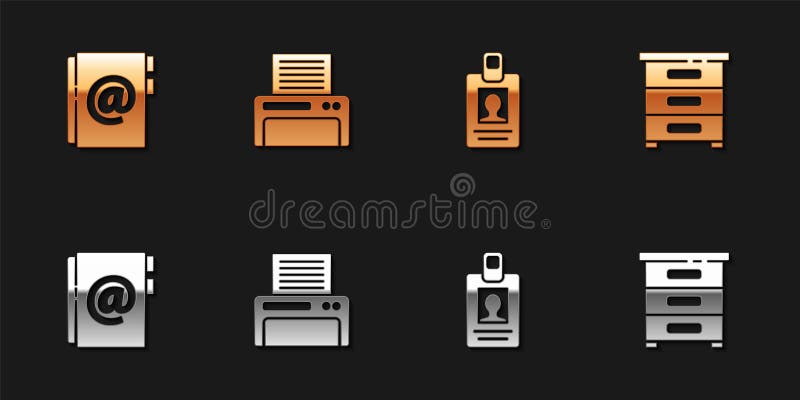 Set Address Book, Printer, Identification Badge and Drawer with ...