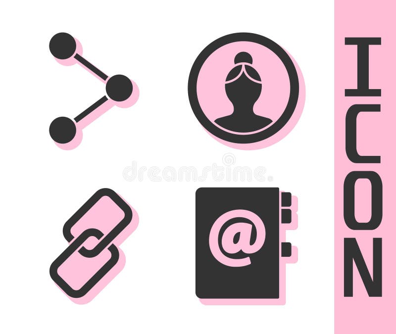 Set Address Book, Share, Chain Link and Create Account Screen Icon ...