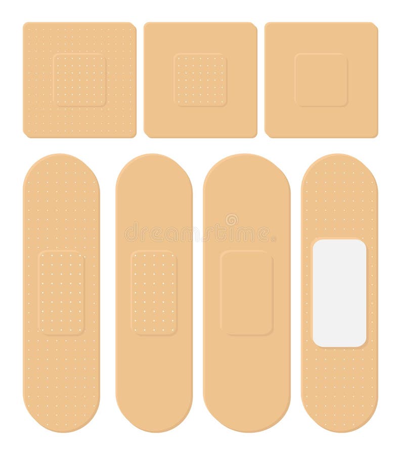 Set of Adhesive, Flexible, Fabric Plaster. Medical Bandage in Different ...