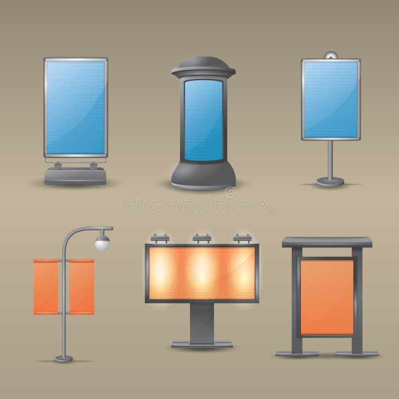 Set of Advertising Billboard. Vector Illustration Decorative Design ...