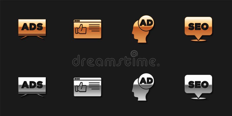 Set Advertising, Browser Window, and SEO Optimization Icon. Vector ... Set Advertising, Browser Window, and SEO Optimization Icon. Vector ...